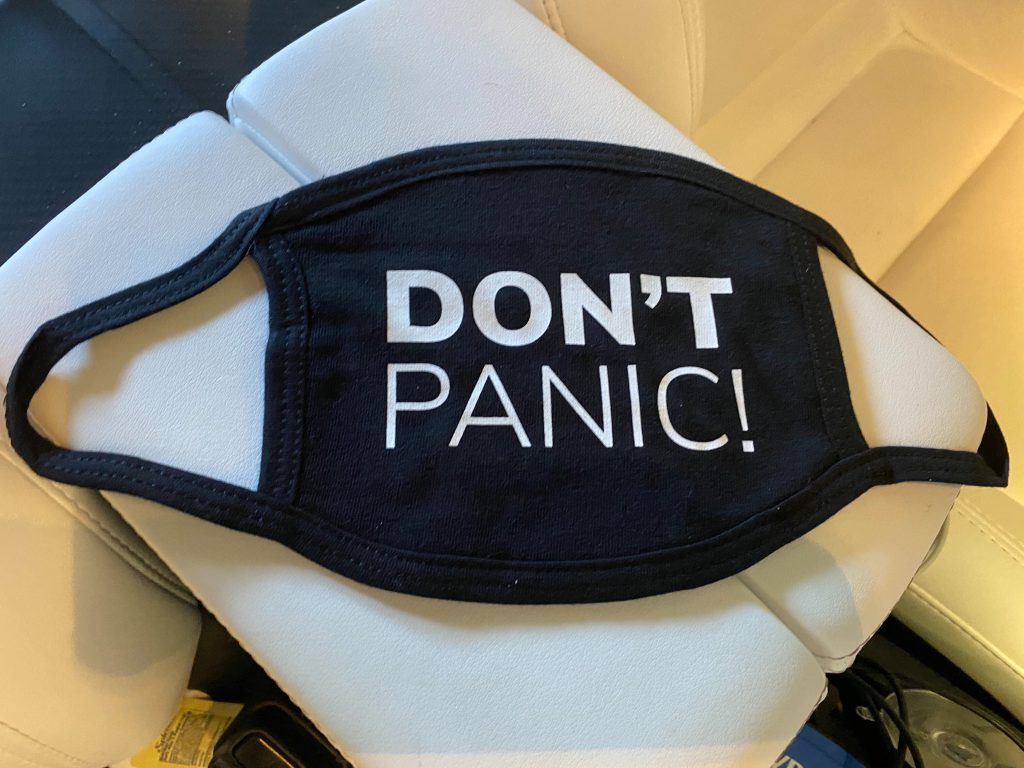 Don't Panic Face Mask ⋆ The Adventures of Starman